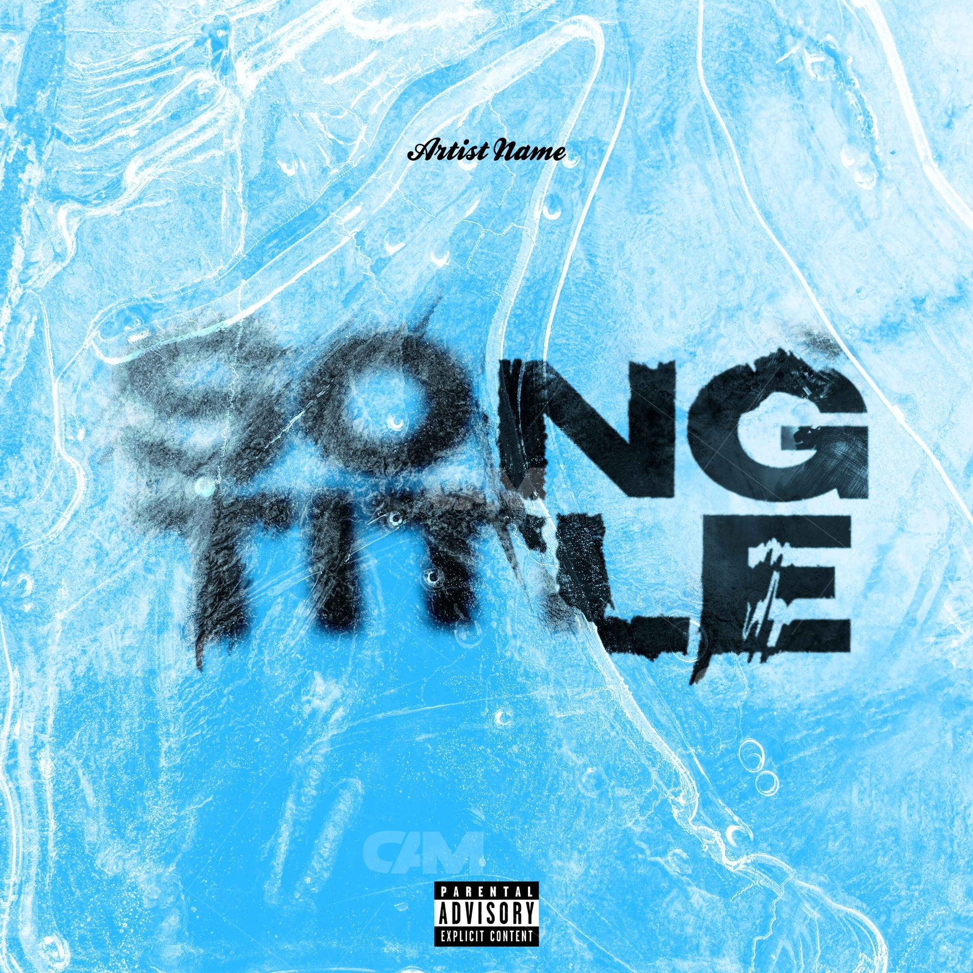 Ice Album Cover | Frozen Blue Text & Drill Art - Cover Art Market