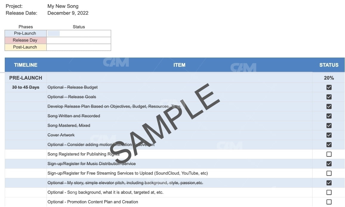 Song Release Plan - Cover Art Market